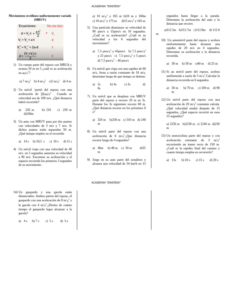 Semana 3 - MRUV | PDF | Aceleración | Velocidad