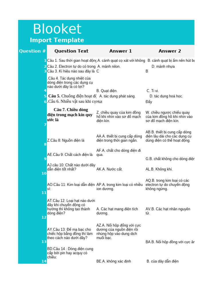 Blooket Spreadsheet Import Template-CRBqcEp3 | PDF