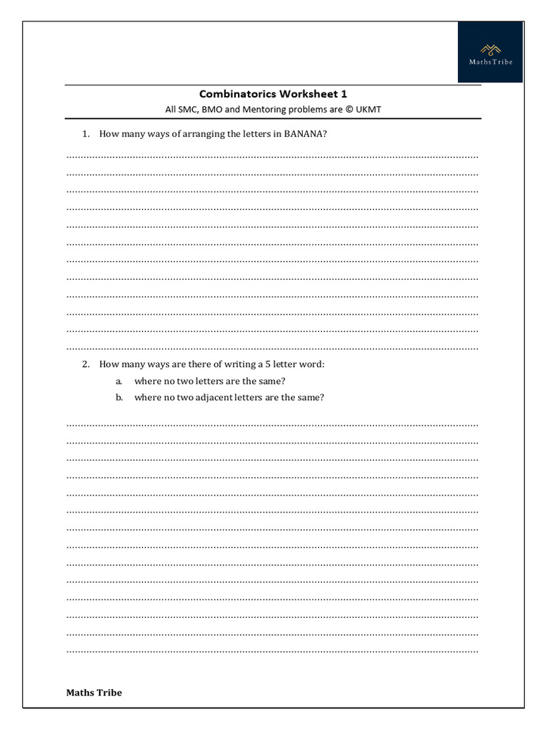 RZC-Combinatorics-Worksheet1 | PDF | Mathematics