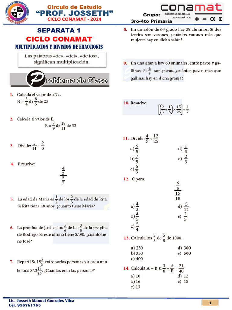 Separata 01 - Fracciones - 17set | PDF
