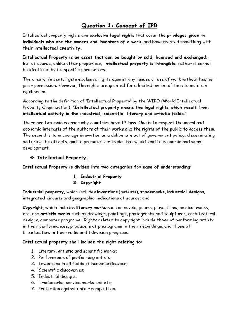 Understanding Intellectual Property Rights | PDF | Trips Agreement ...