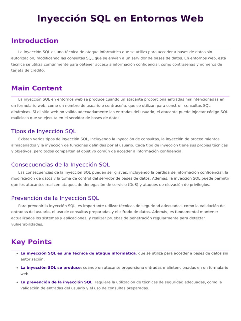 Inyección SQL en Entornos Web | PDF | Seguridad | La seguridad informática