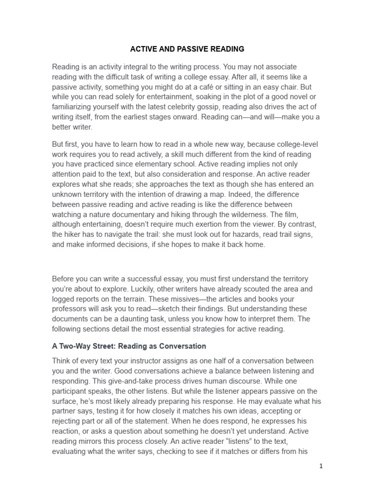 Active and Passive Reading.docx | PDF | Conversation | Human Communication