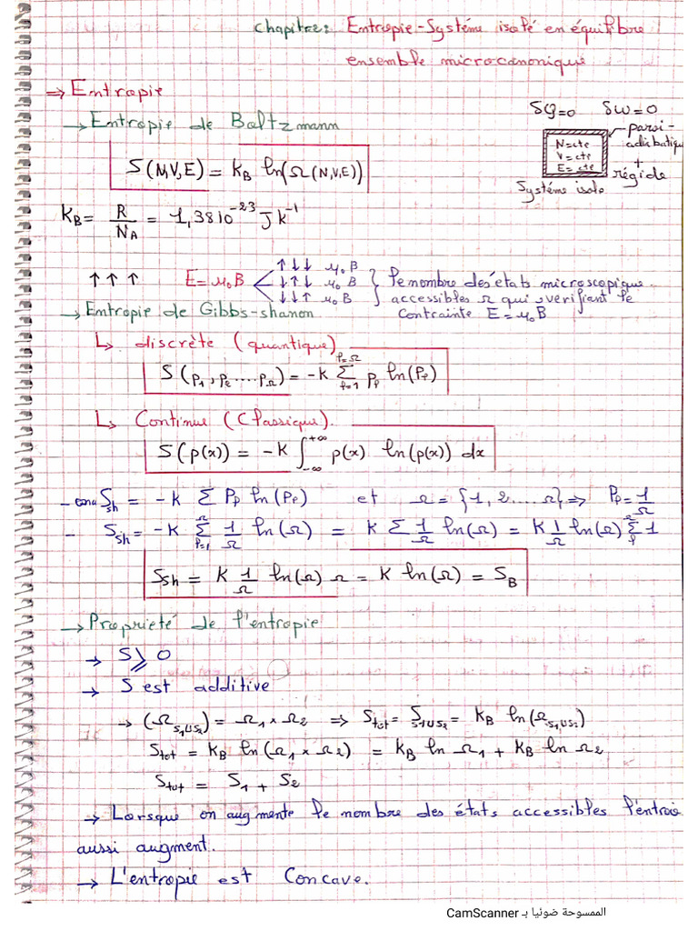 Chapitre 2 Entropie-Système Isolé en Équilibre Ensemble Microcanonique | PDF