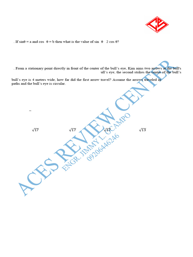 Ref Math 2 Trigonometry With Answer | PDF | Trigonometric Functions | Angle