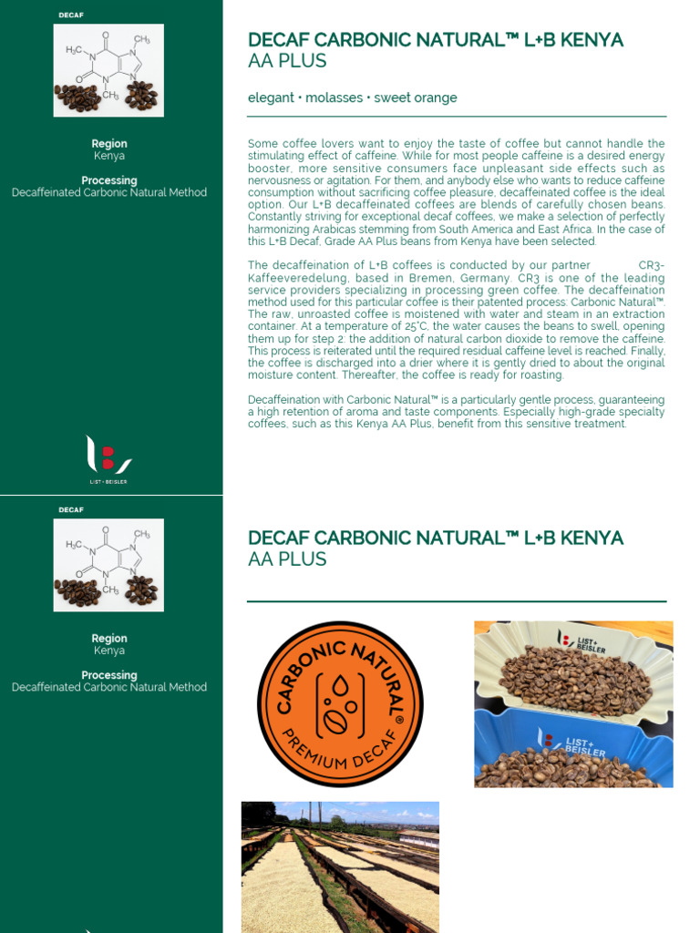 1695 Decaf Kenya Infosheet | PDF | Coffee | Drink