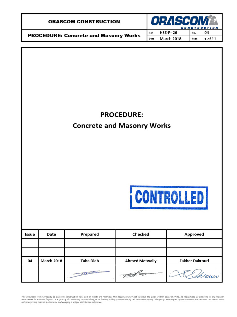 Concrete and Masonry Works Procedure | PDF | Concrete | Building ...