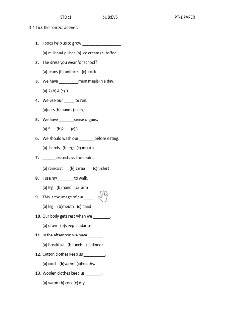 PT 1 - EVS Question Revision Sheet | PDF | Senses