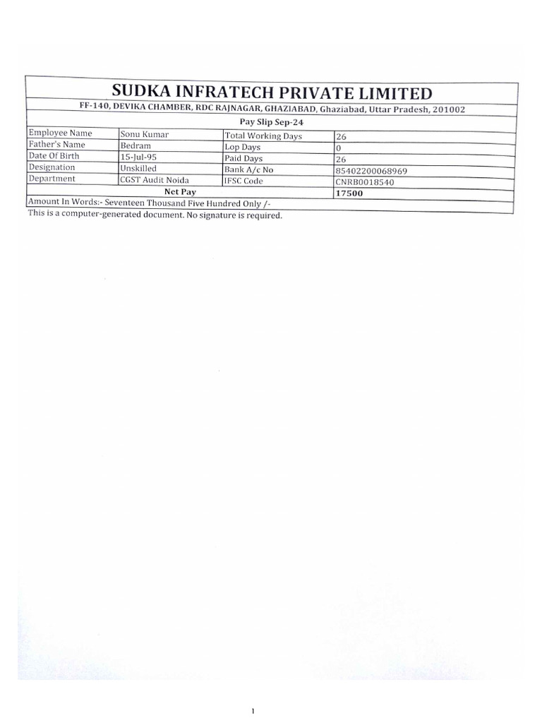 Salary Slip Sonu | PDF