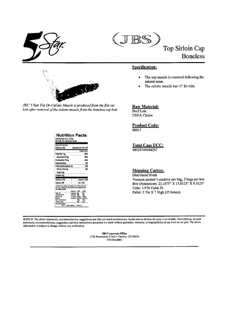 Ft321437-O Beef Culotte 5 Star | PDF