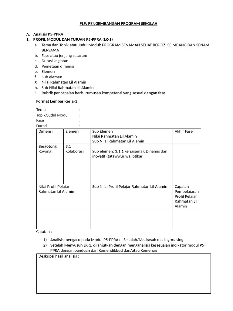 Lembar Kerja PLP ANDA 8 | PDF