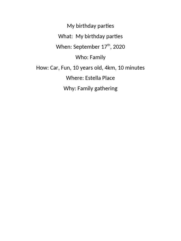 My Birthday Parties | PDF
