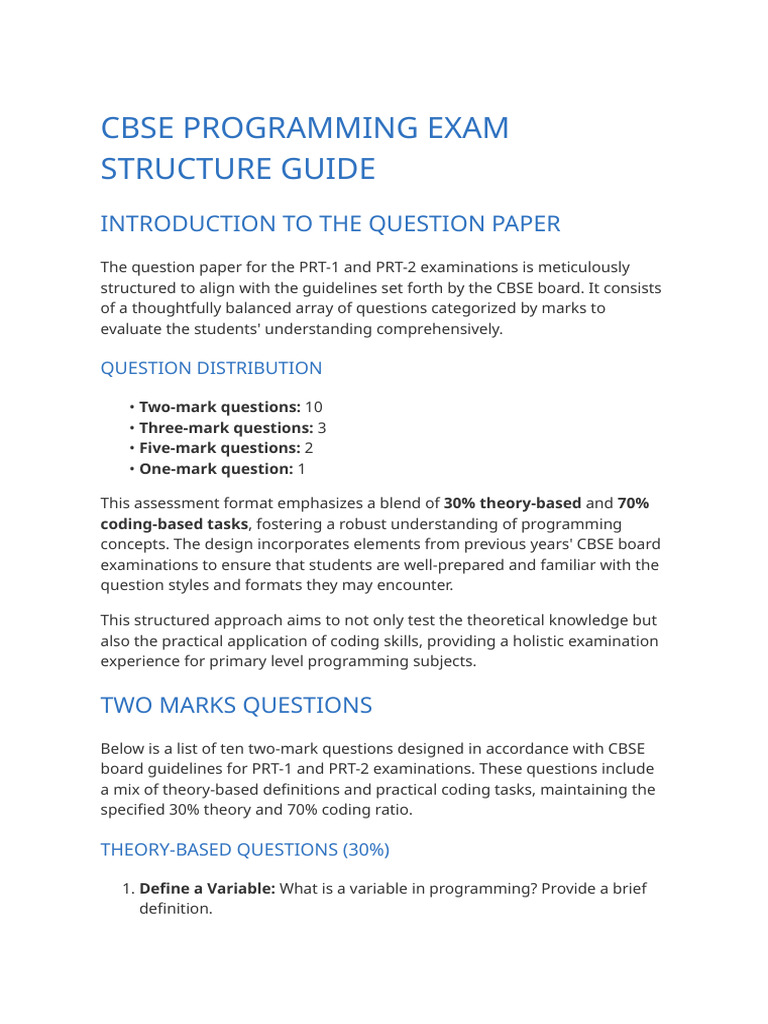 CBSE Programming Exam Structure Guide | PDF | Recursion | Computer Programming