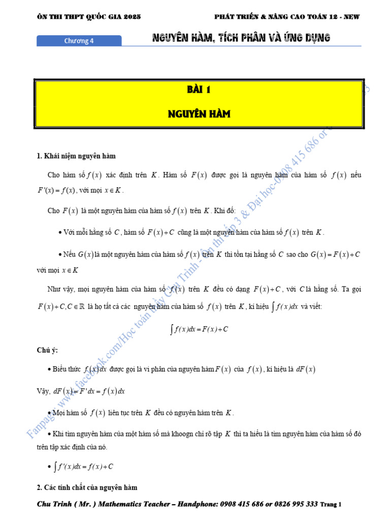 4.1.HS - Nguyên Hàm | PDF