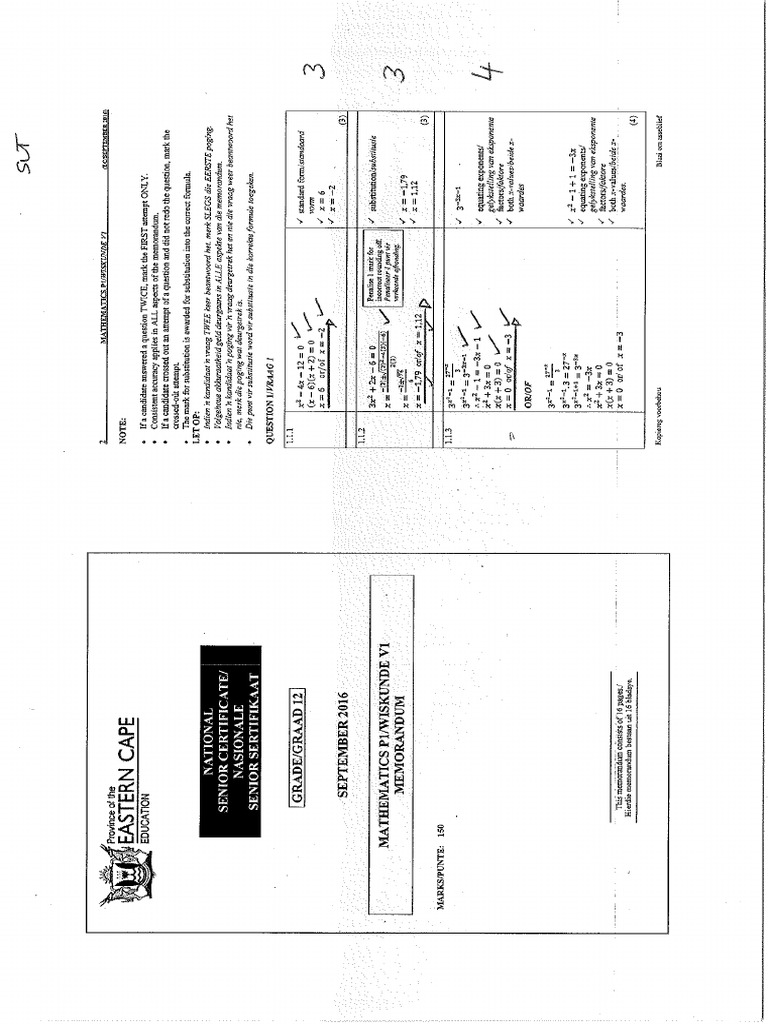 GR 12 2016 September Paper 1 Solutions | PDF