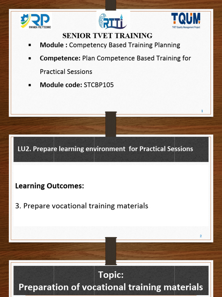 Plan Competence Based Training For Practical Session | PDF | Learning | Vocational Education