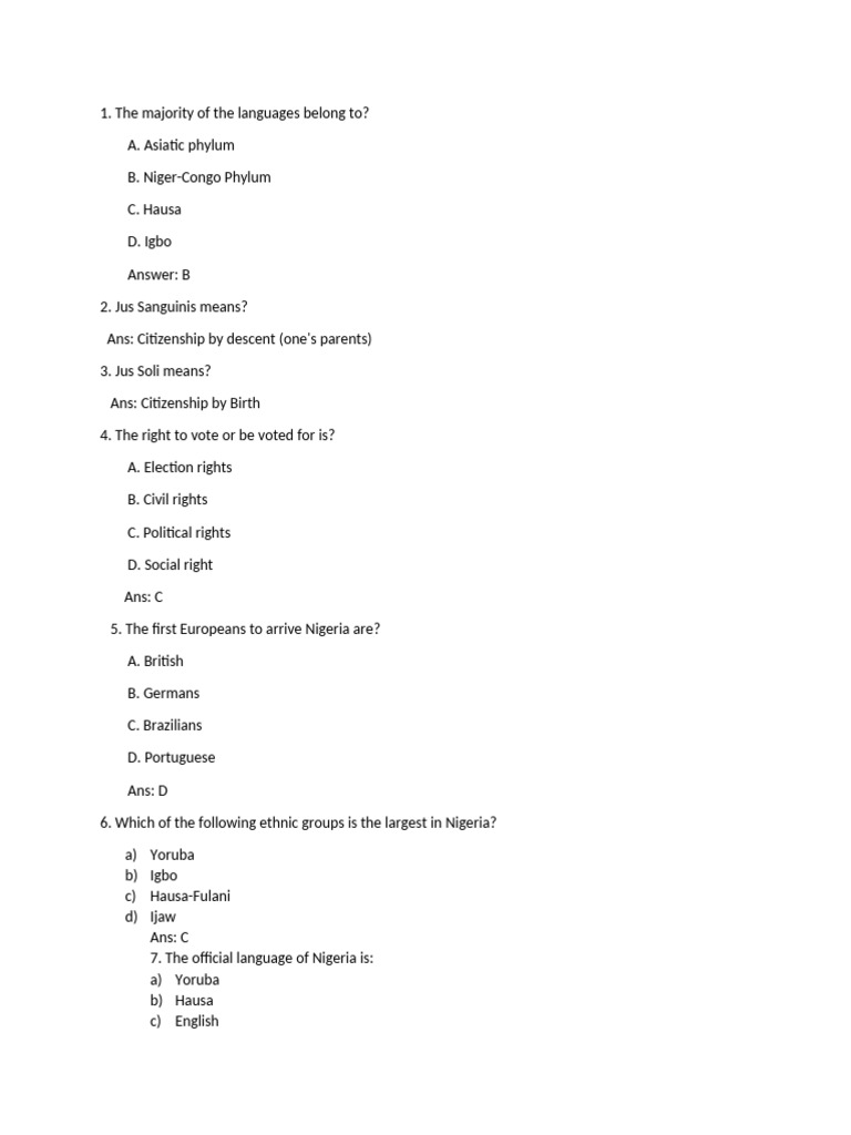 Zack's GST 112 Q & A | PDF | Nigeria | Africa