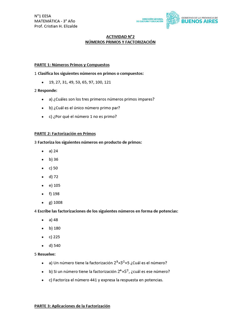 Tp3 Números Primos Y Factorización Pdf 8601