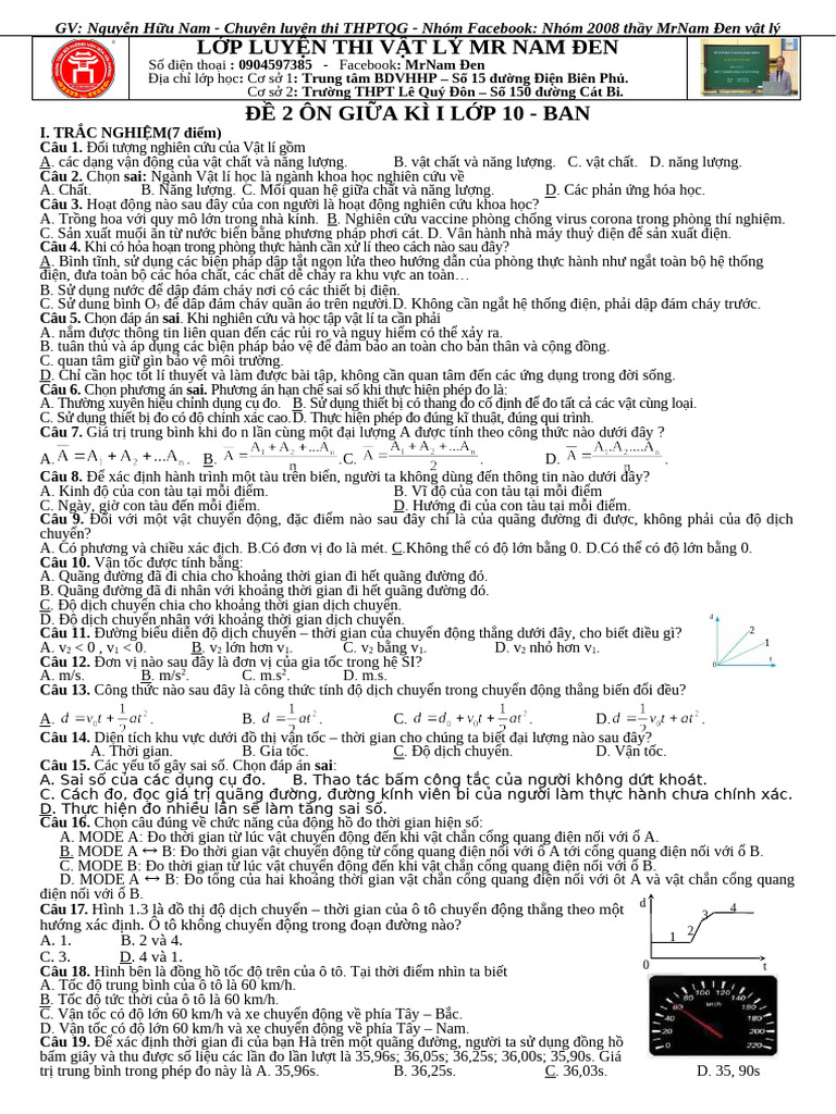 ĐỀ 2 BAN ÔN GIỮA KÌ I LỚP 10 - XONG IN | PDF