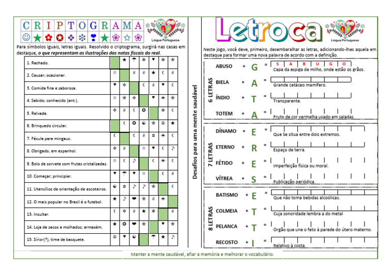 Criptograma + Letroca - Aluno | PDF