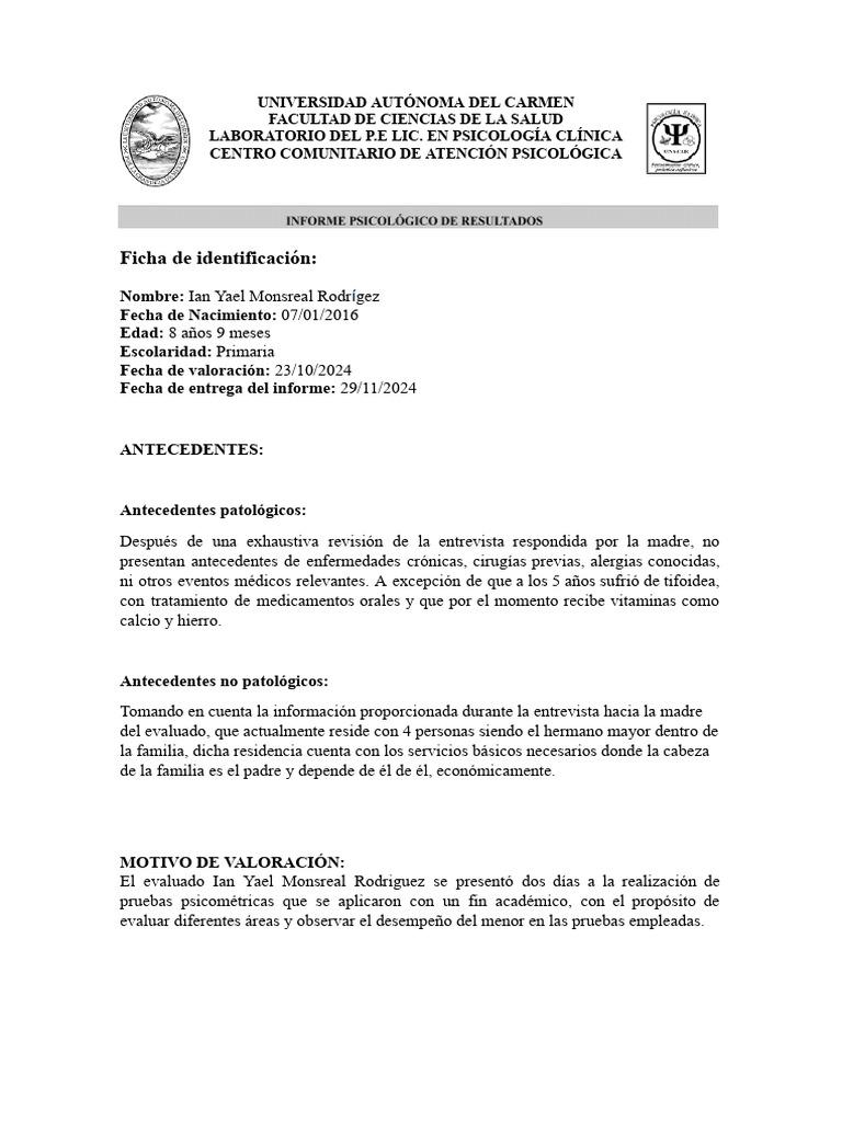 Informe Ian | PDF | Memoria | Percepción