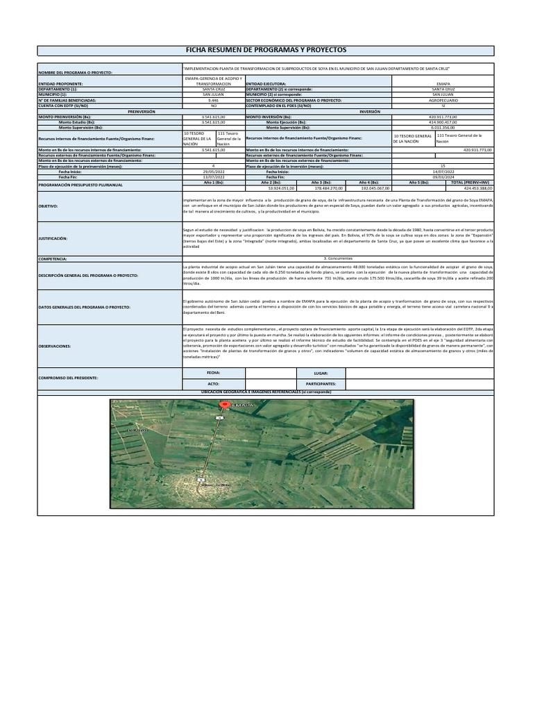 Ficha de Proy. y Programa Soya | PDF | Haba de soja | Economias