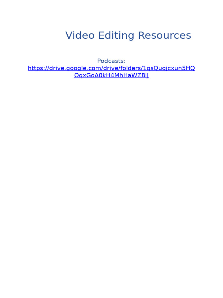 Video Editing Resources | PDF