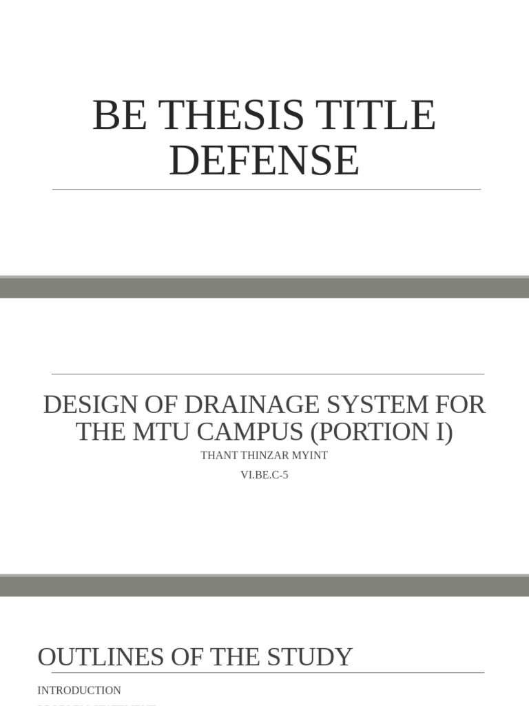 Be Thesis Proposal Presentation (Thant) | PDF | Surface Runoff | Infrastructure