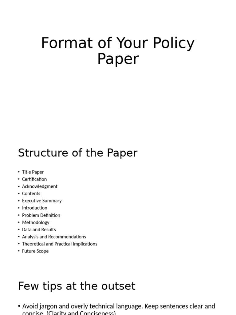 Format of Your Policy Paper | PDF