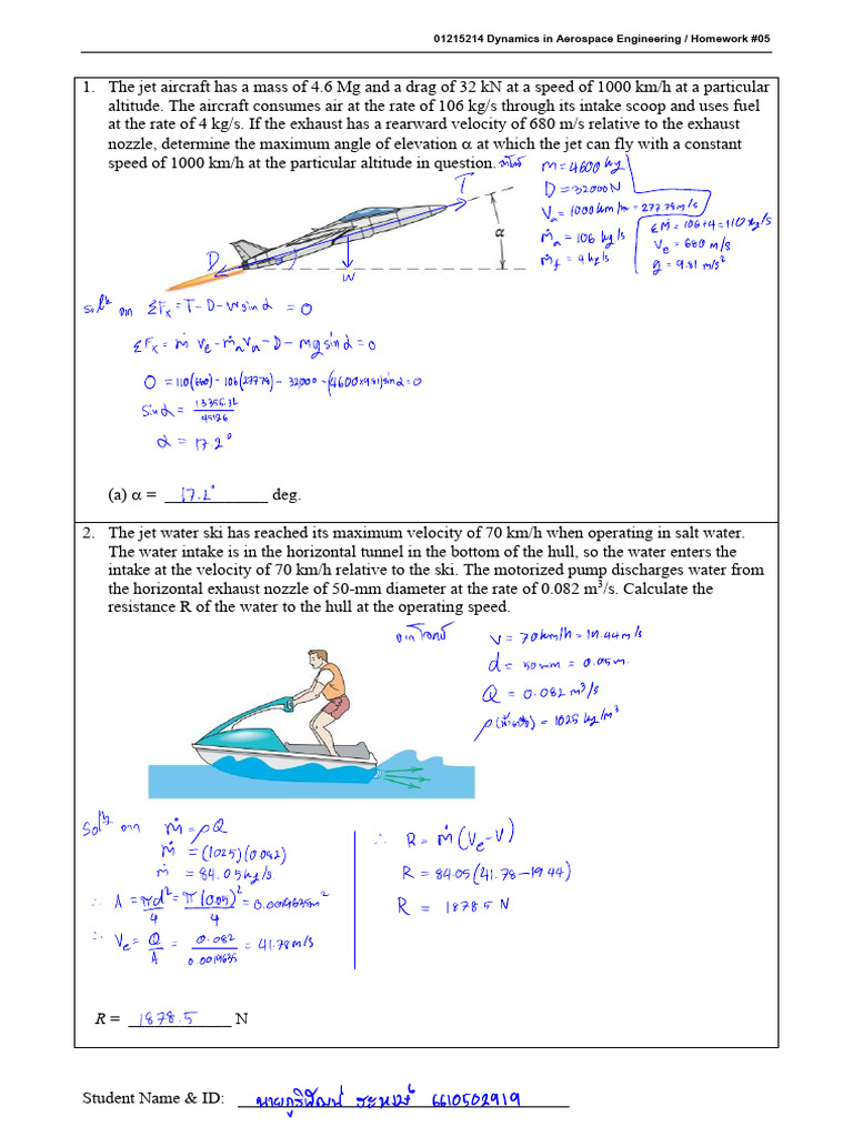 HW 05 Kinetics of Systems of Particles | PDF | Jet Engine | Mechanics