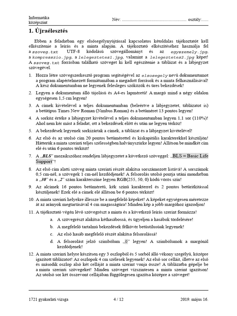 Újraélesztés_feladat | PDF