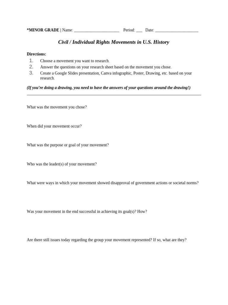 U.S. Civil Rights Movement Research Guide | PDF