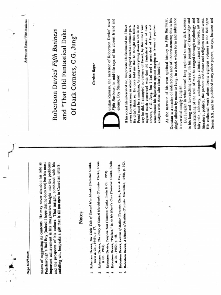 Robertson Davies' Fifth Business and 'That Old Fantastical Duke of Dark ...