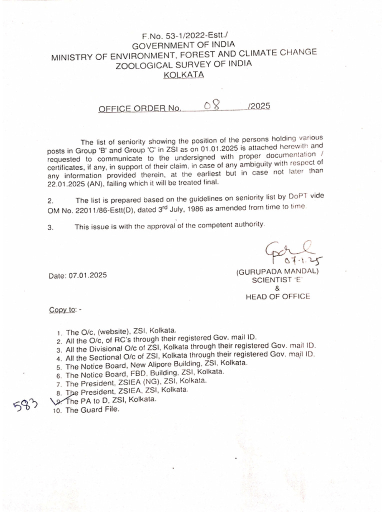 Order Seniority 01012025 | PDF