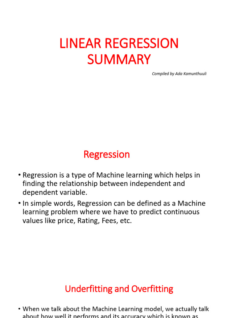 Linear Regression Summary | PDF | Receiver Operating Characteristic ...