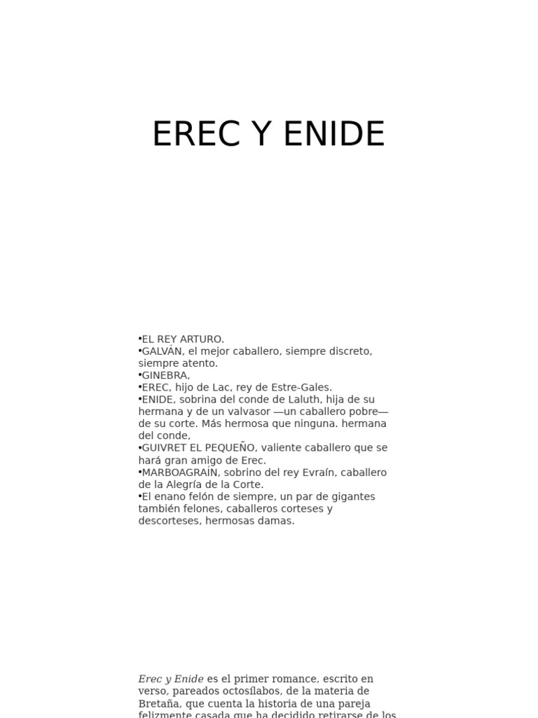 Erec y Enide | PDF