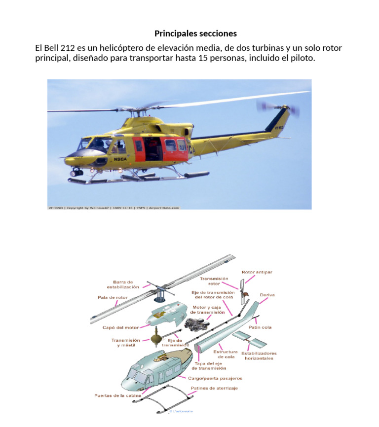 Helicóptero Bell 212: Características y Uso | PDF