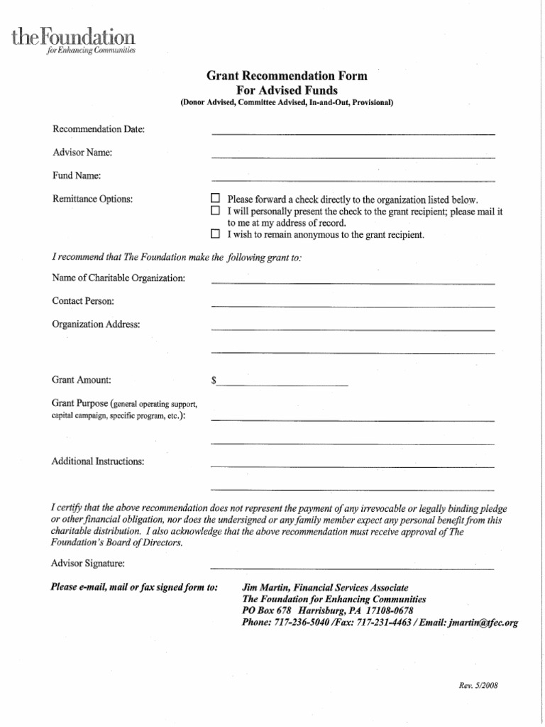 Grant Recommendation Form 05-08 | PDF