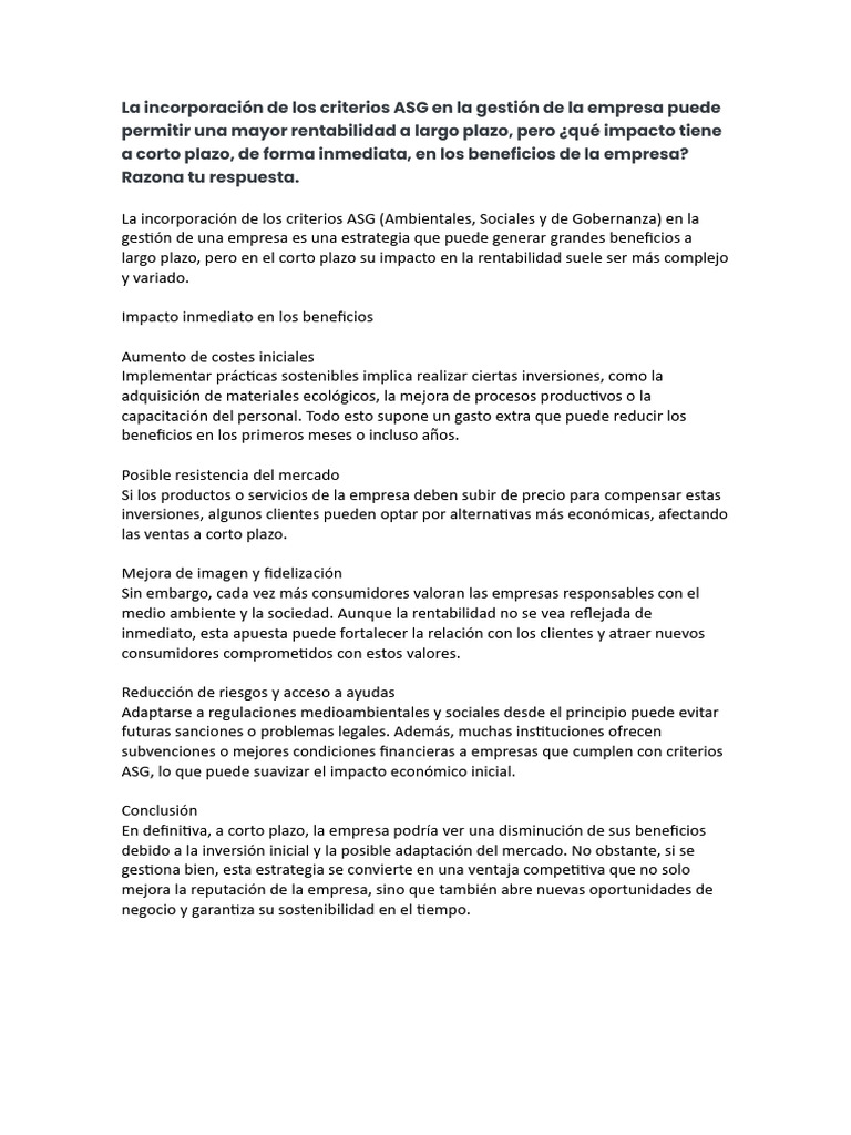 La Incorporación de Los Criterios ASG | PDF