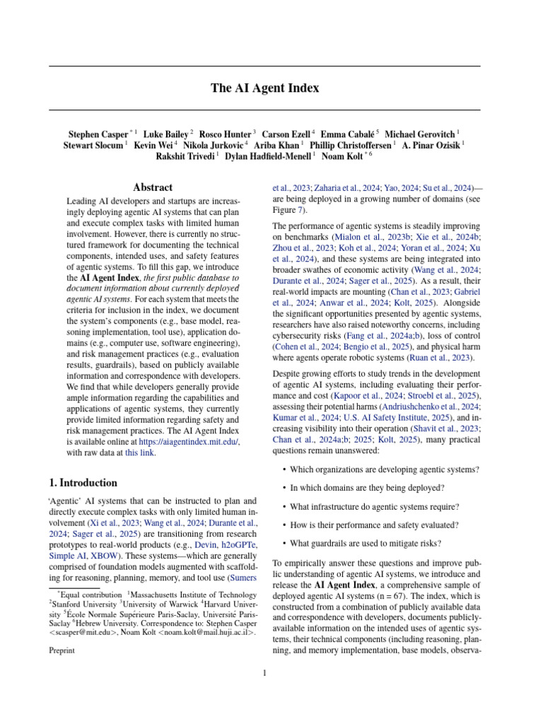 AI Agent Index | PDF | Artificial Intelligence | Intelligence (AI) & Semantics