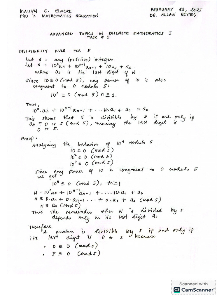 Elacre-Advanced Topics in Discrete Math I-Task I | PDF
