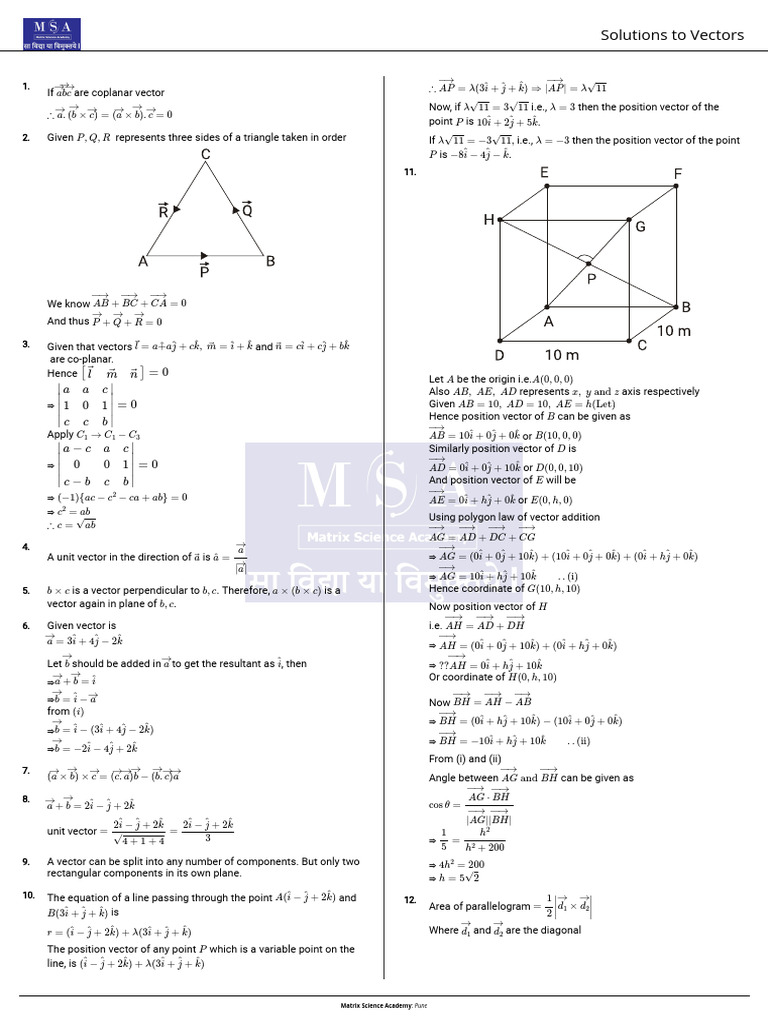 Vectors Solution 1733553056 | PDF | Euclidean Vector | Elementary Geometry