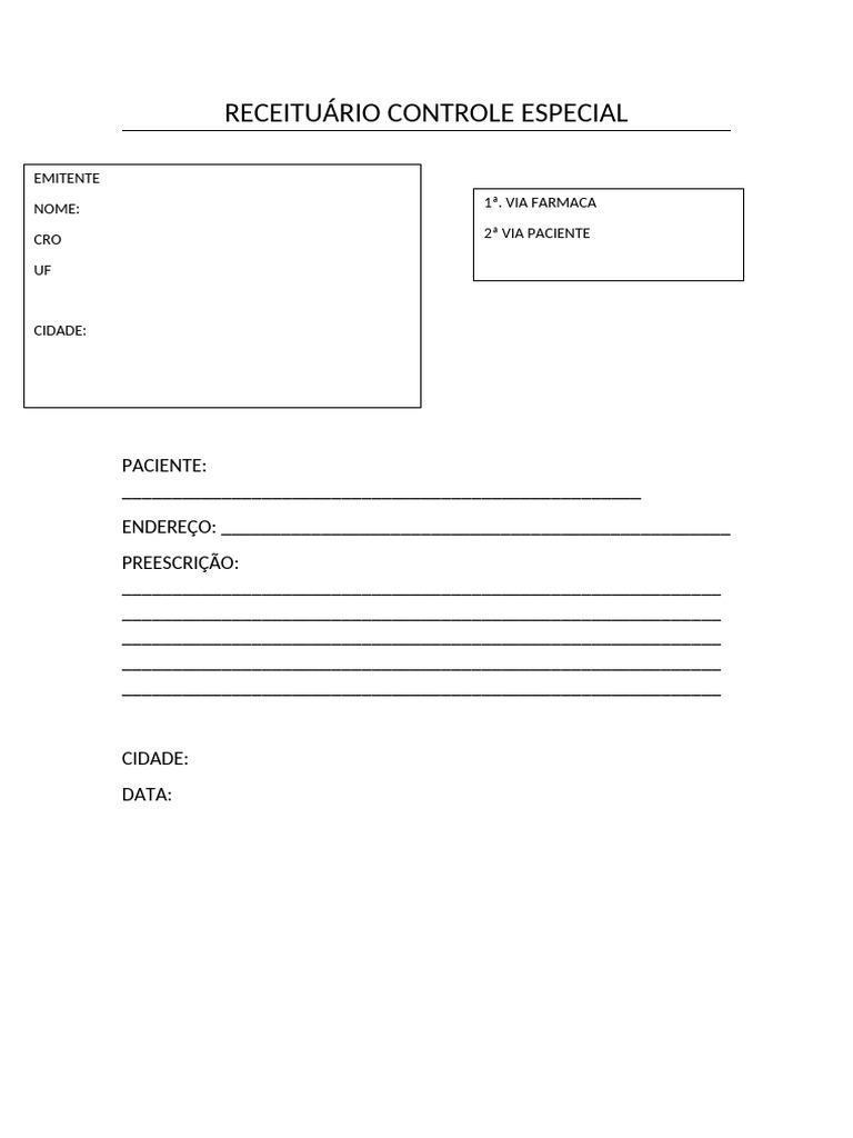 Receituário Controle Especial | PDF