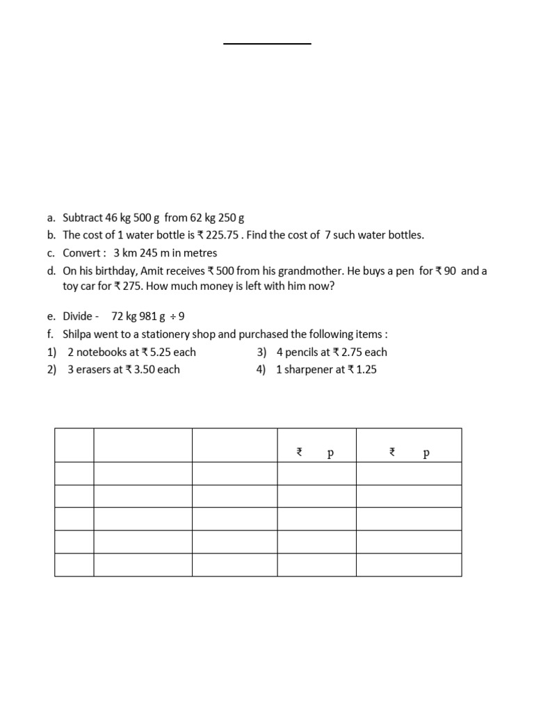 Practice Worksheet -4 | PDF
