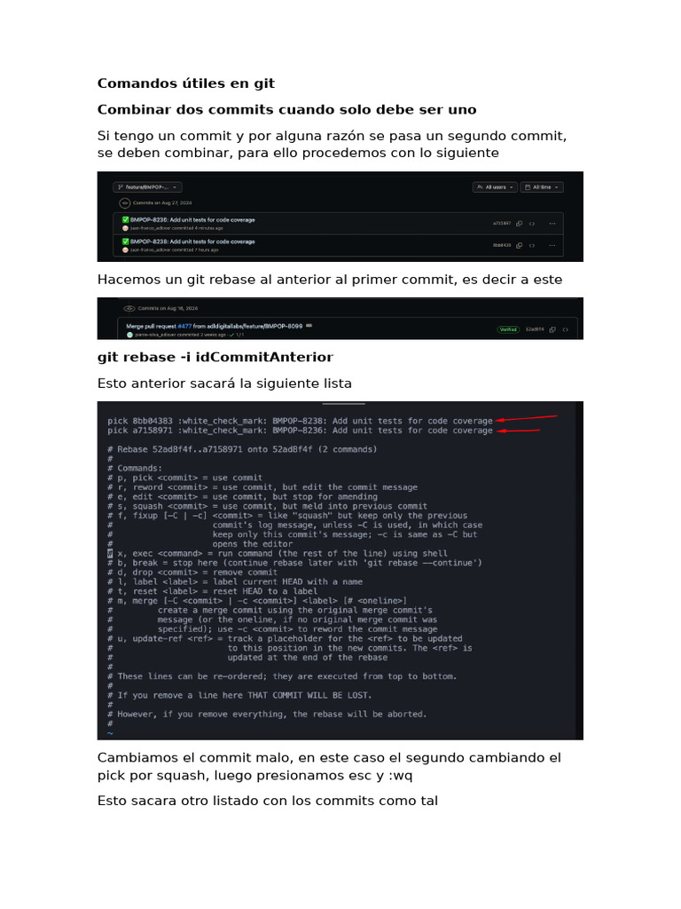 Comandos Git para Combinar y Crear Ramas | PDF