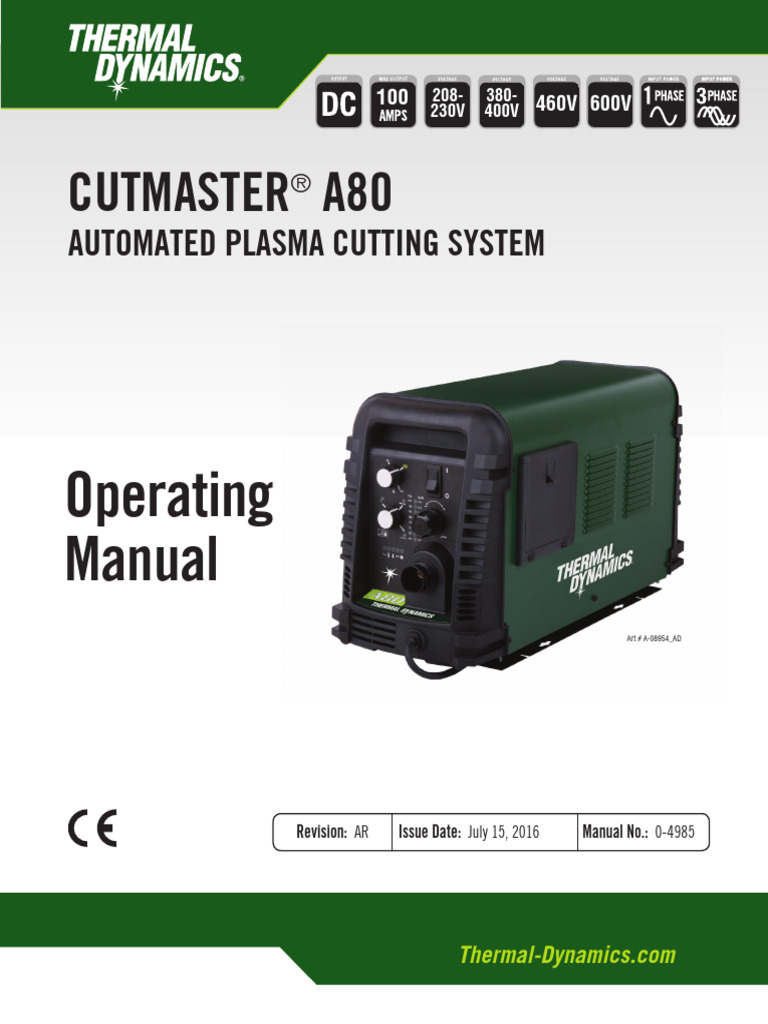 Cutmaster A80: Operating Manual | PDF | Electric Arc | Noise