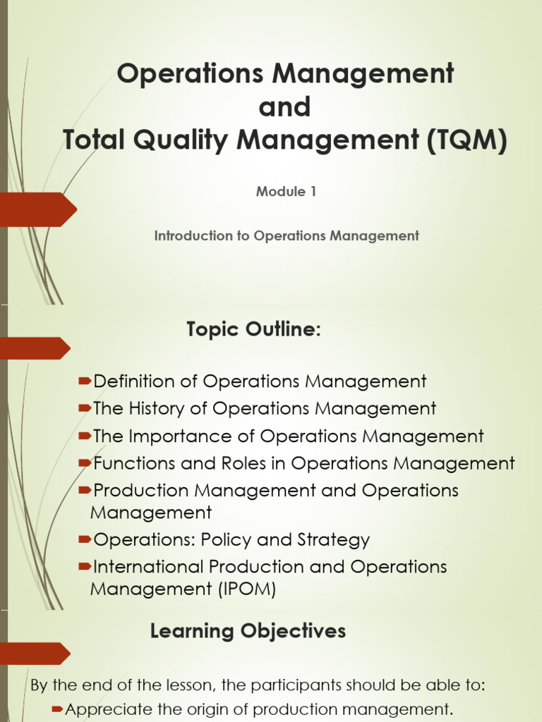 Introduction to Operations Management | PDF | Operations Management ...