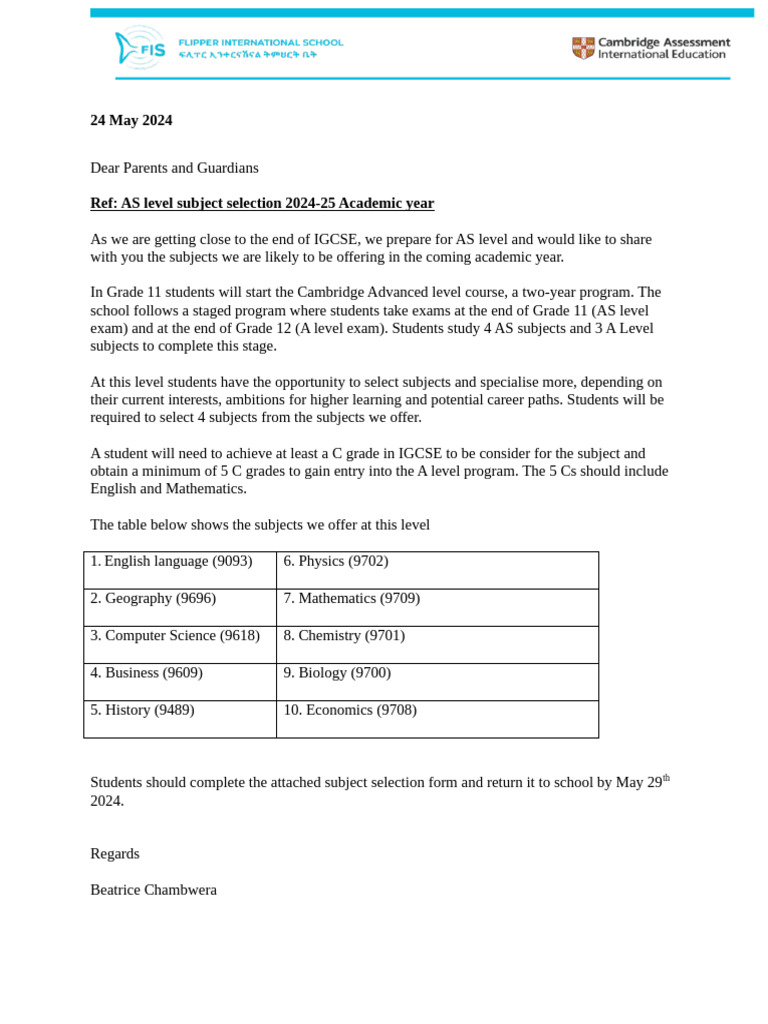 AS Level Subject Selection Guide 2024 | PDF | Secondary Education | Qualifications