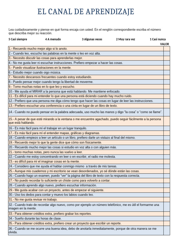 Estilo de Aprendizaje | PDF