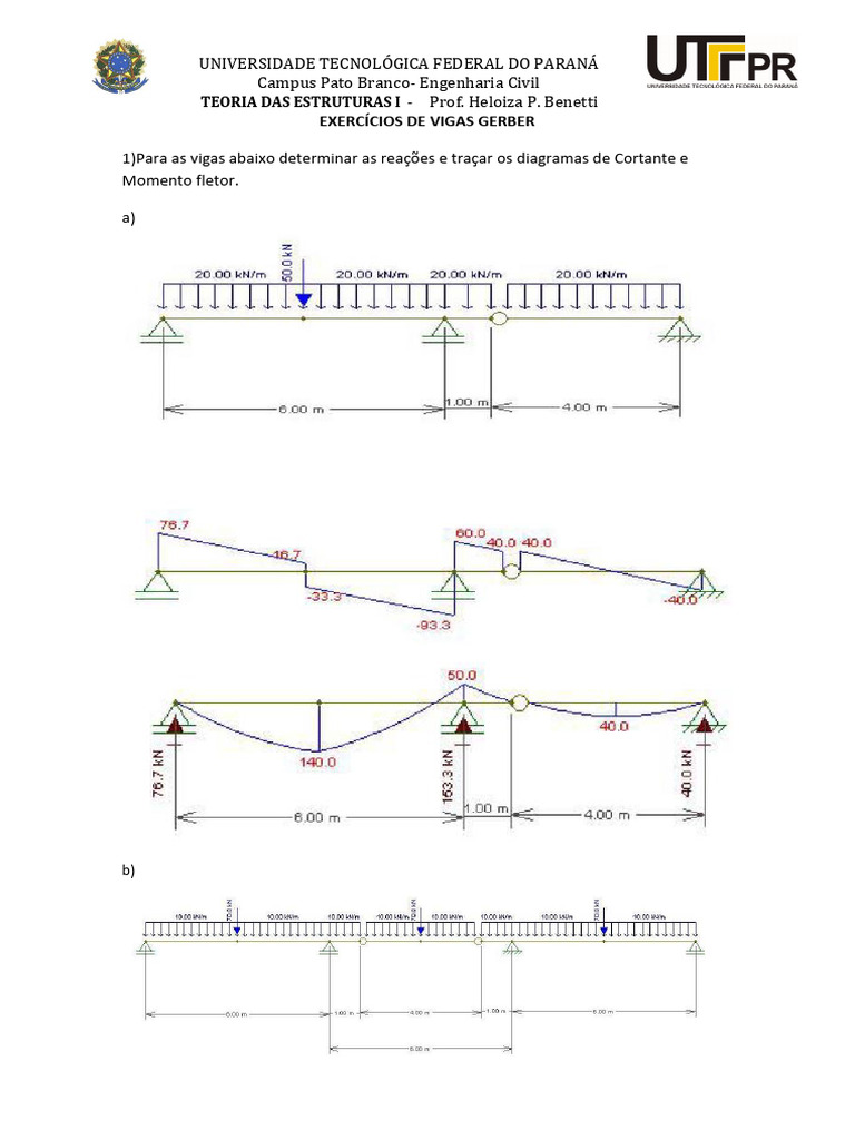 1 Lista de exercícios-VIGAS GERBER | PDF